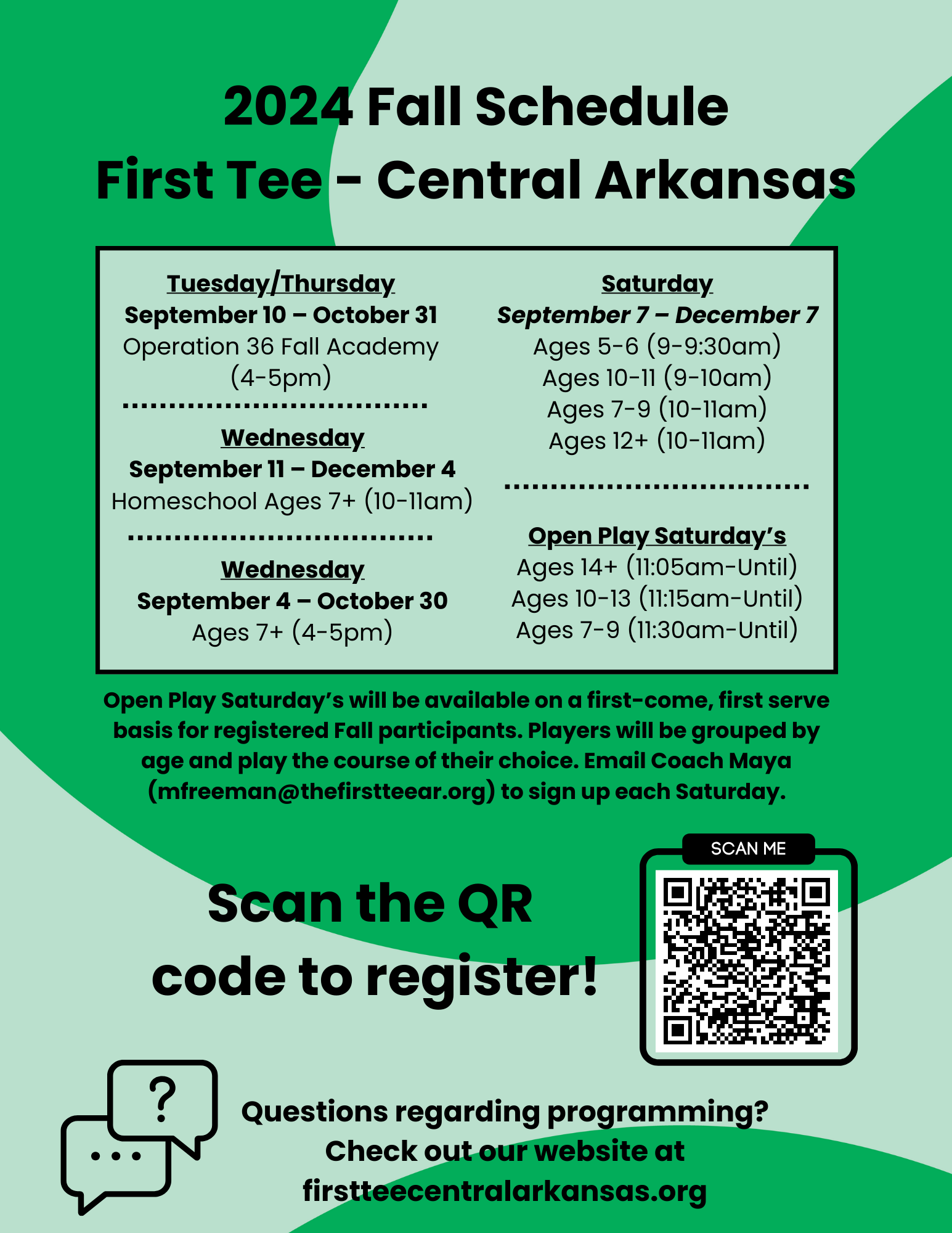 Session Schedules - First Tee - Central Arkansas